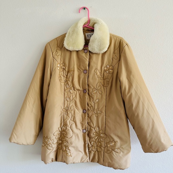 Eva | Jackets & Coats | Tan Embroidered Jacket Size Xxl | Poshmark